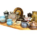A mixed collection of Studio ware pottery, various potters, some marked ...