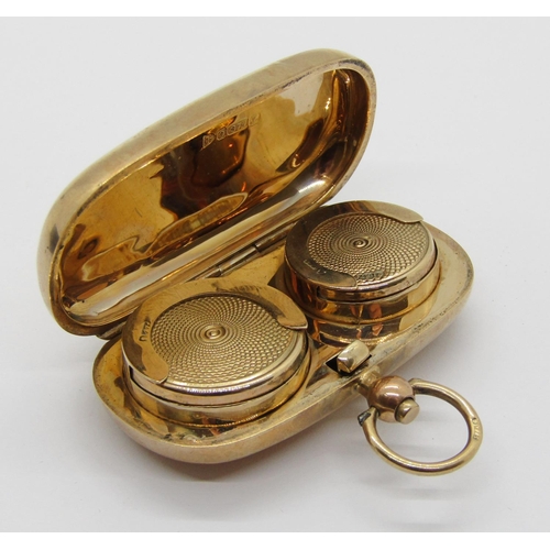 George V 9ct sovereign and half sovereign case, Chester 1911, 22.2g