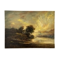 R. Nash (20th Century) - Lake view at sunset, oil on canvas, signed ...