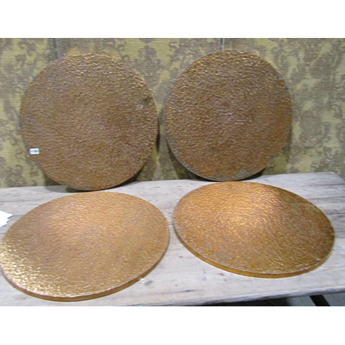 Four copper clad circular pub table tops 60cm diameter