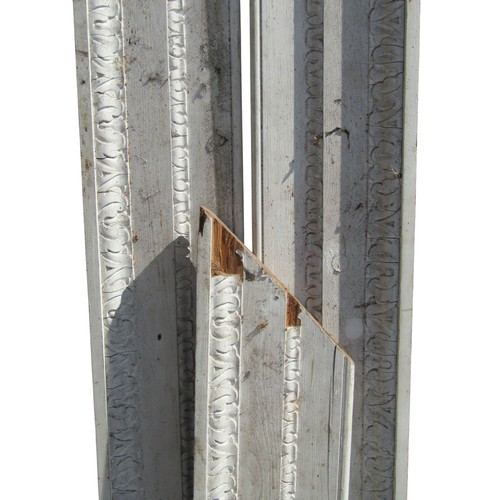 A complete carved timber door frame, in three sections, 210 cm in ...