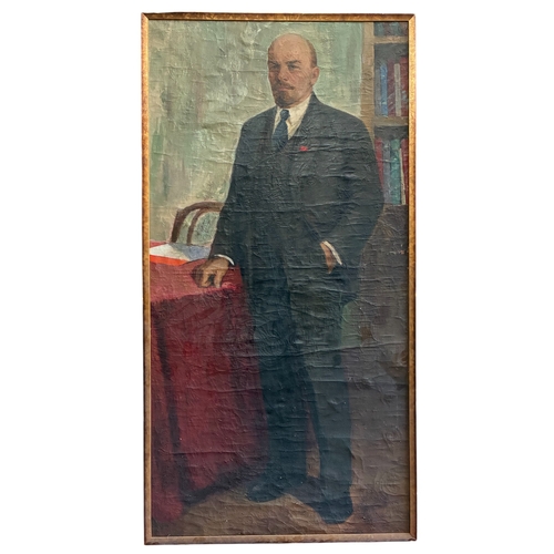 Socialist Realist School - Full length Portrait of Vladimir Lenin, oil ...