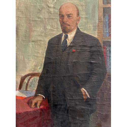Socialist Realist School - Full length Portrait of Vladimir Lenin, oil ...