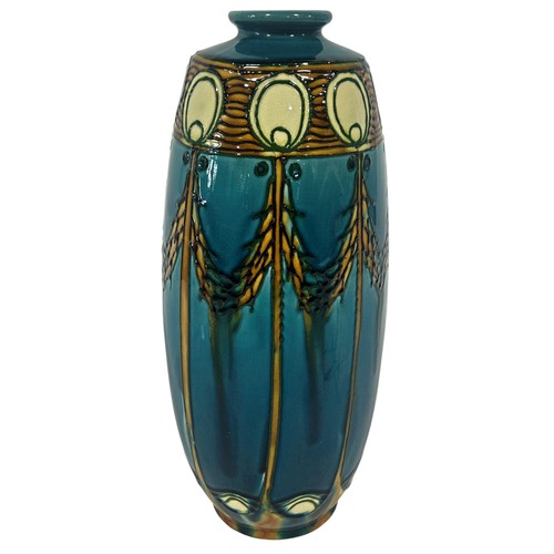 A Minton Successionist vase of oviform shaped with repeating detail ...