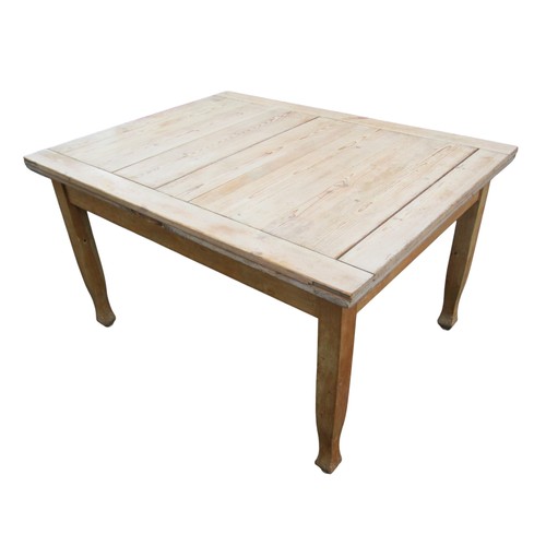 A stripped pine draw leaf kitchen table on square cut supports, 80cm ...
