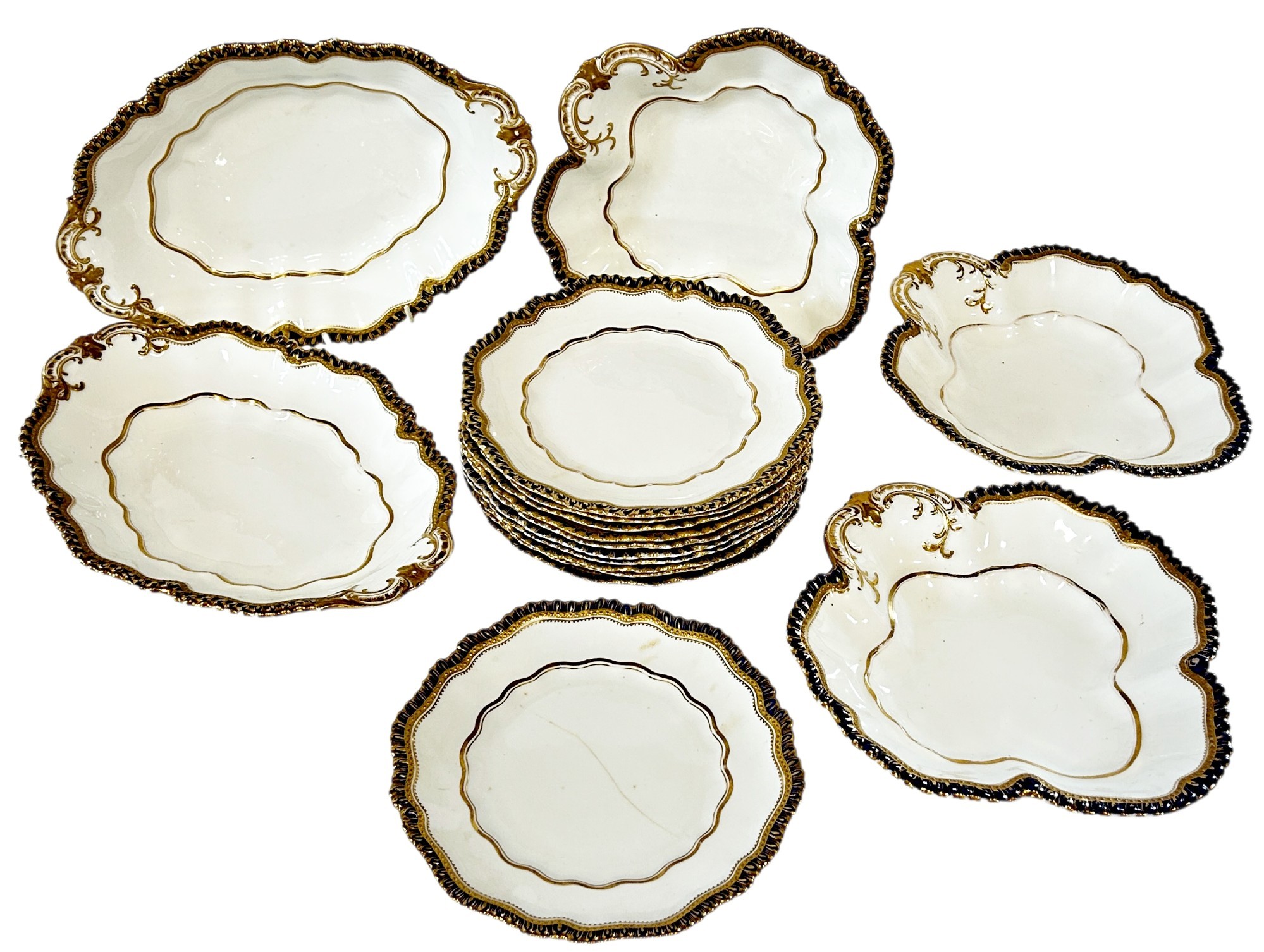 A collection of Staffordshire tableware comprising shapes dishes and ...