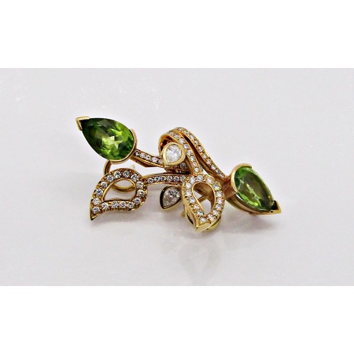 Boodles. A pair of 18ct yellow gold, diamond and peridot ‘ ‘Castaway ...