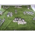 Mixed materials, ostrich feather, two Beatles curtains fabric ...