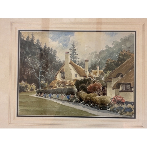 Sidney Perrin - Two watercolours and three signed prints of countryside ...