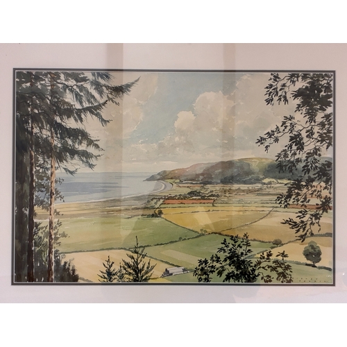 Sidney Perrin - Two watercolours and three signed prints of countryside ...