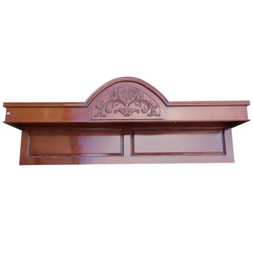 A wall mounted headboard canopy with panelled back and arched pediment ...