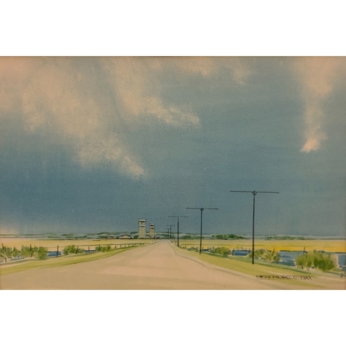 Robert Newton Hurley (1894-1980) - Canadian landscape with silos in the ...