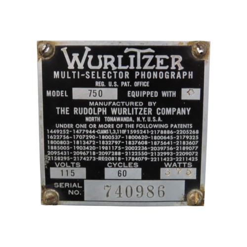 An impressive original Wurlitzer 750 Dukebox 1941. Multi selector ...