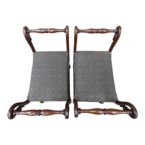 A good matched pair of Regency period mahogany X framed window seats ...