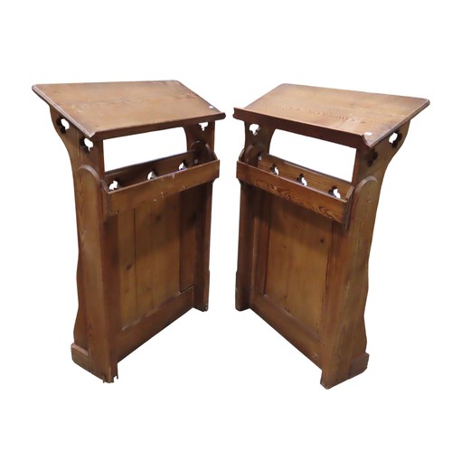 A matching pair of Victorian Cotswold ecclesiastical /church pitch pine ...