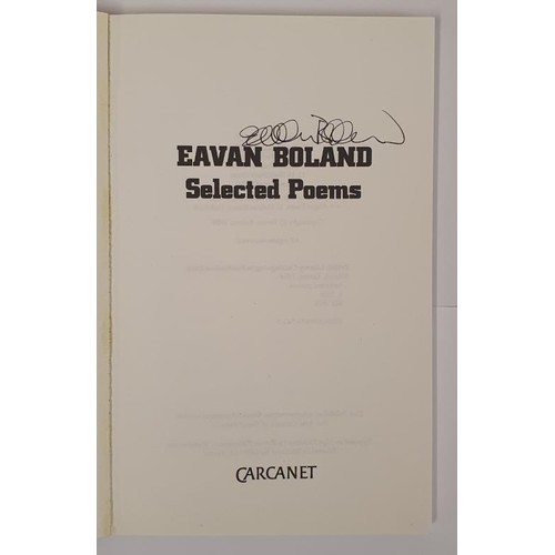 Eavan Boland; Selected Poems, SIGNED first edition, Carcanet 1989