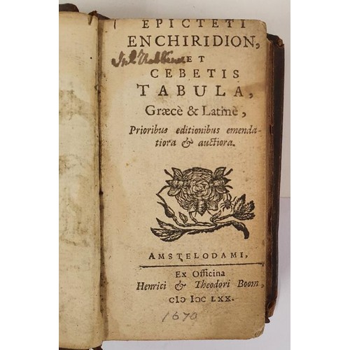 Epicteti Enchiridion, et cebetis tabula,Graecé and latiné, Prioribus ...