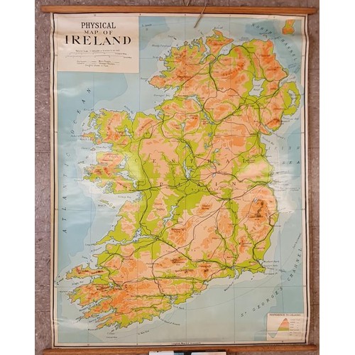 Large "Physical Map of Ireland" showing Railways, Canals, Main Roads ...