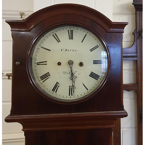 Victorian Mahogany Longcase Clock, dial marked C. Sivel. Dublin. Arch ...