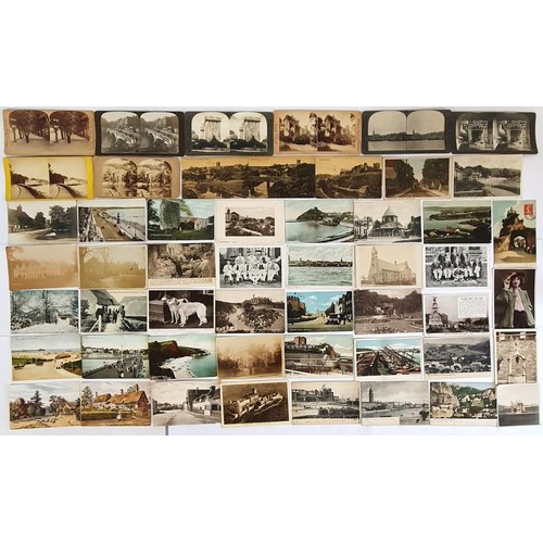 Large collection of postcards etc., including stereoscopic Cork views ...