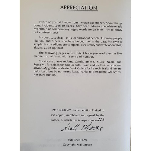 Poetry: Pot Pourri of Poetry by Niall Moore SIGNED 123/500; Islands of ...
