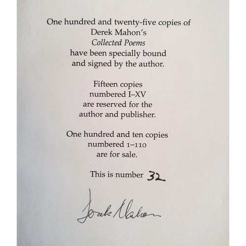 Derek Mahon. Collected Poems. Gallery 1999. Fine in slip case. Laid in ...