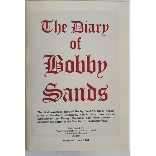 Bobby Sands – The Diary of Bobby Sands, published by Sinn Fein ...