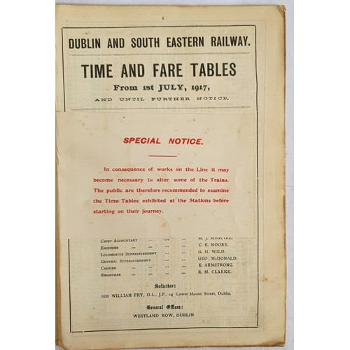 Dublin and South Eastern Railway. Time & Fare Tables. From 1st July ...
