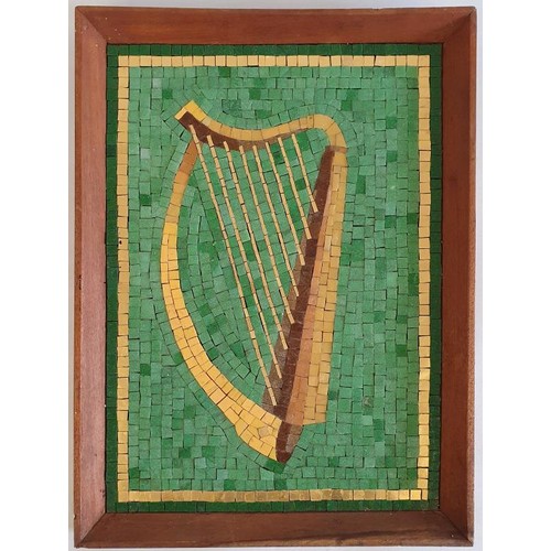 Irish Mosaics Panel of and Irish Harp, overall c.37cm x 49.5cm. Label ...
