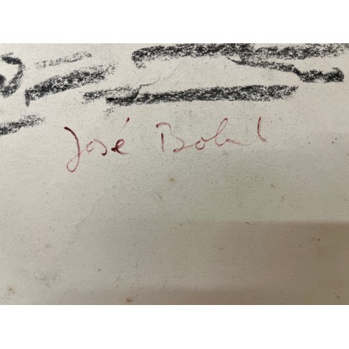 Jose Bohl, C20th artist, large charcoal landscape sketch on paper, 60 ...