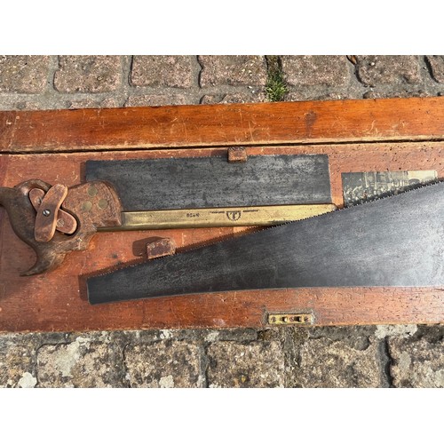 Tools, an unusual drop front tool box with planes chisels and saws ...