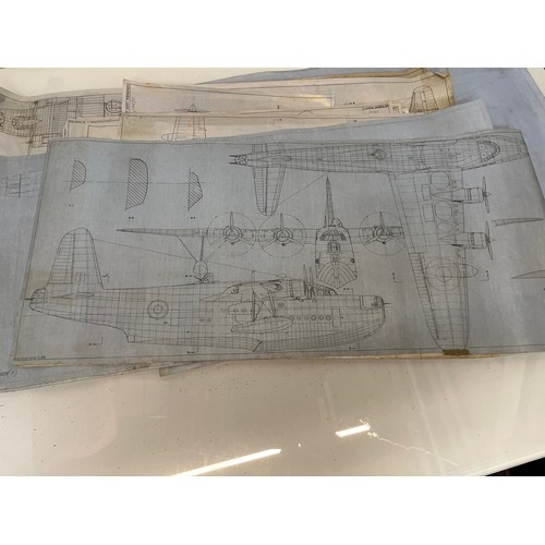 Militaria, WWII, Aeronautical Aviation interest Plan drawings on linen ...