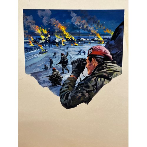 Military book artwork by Doug Post, original gouache on board of an SAS ...