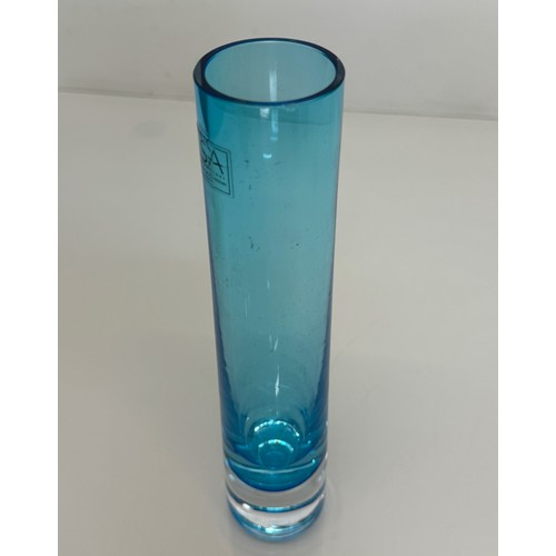 Mid Century glass ware, an LSA brand blue glass vase, 22 cm high. This ...