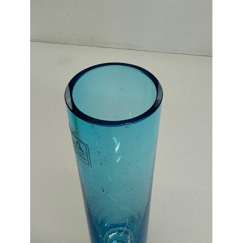 Mid Century glass ware, an LSA brand blue glass vase, 22 cm high. This ...