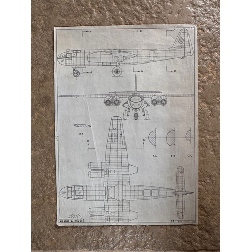 Militaria, WWI aircraft plans printed on linen, one large drawing of a ...