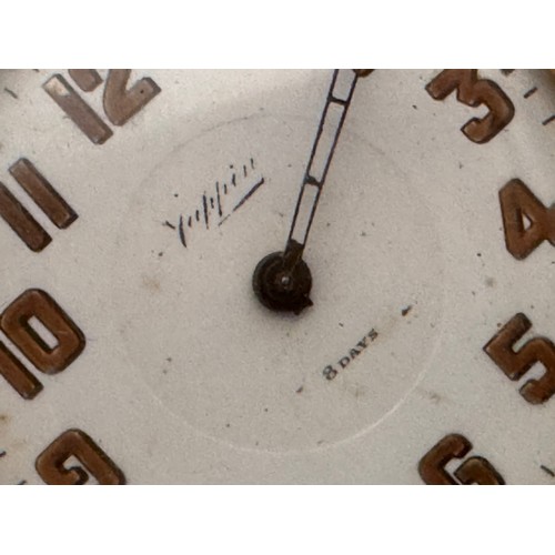 Mixed metal wares, includes West Ham Workhouse token, clock advertising ...