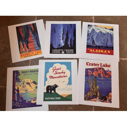 Vintage Posters, National parks in USA, A group of six American ...