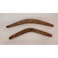 Two hand decorated promotional boomerangs marked for Quantas Airlines ...