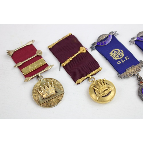 4 x Vintage Hallmarked .925 STERLING SILVER Masonic RAOB Medals Jewels ...