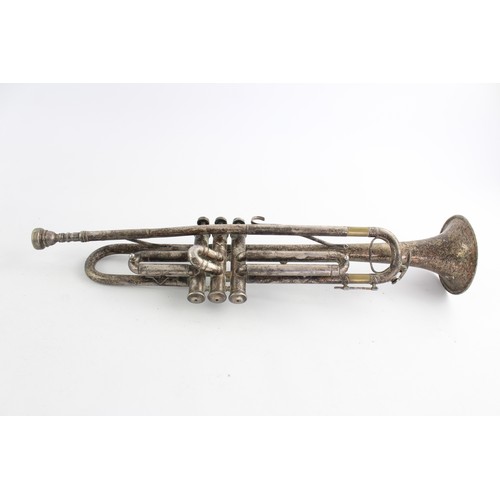 Antique 'STUDENT PRINCE' Silver Plate TRUMPET / Cornet Instrument 21.5"
