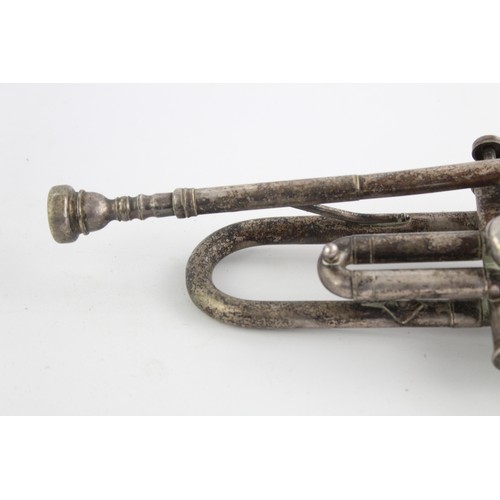 Antique 'STUDENT PRINCE' Silver Plate TRUMPET / Cornet Instrument 21.5"