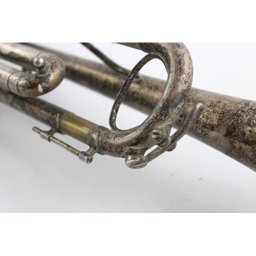 Antique 'STUDENT PRINCE' Silver Plate TRUMPET / Cornet Instrument 21.5"