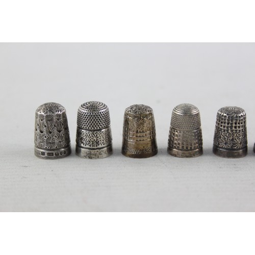 8 x Antique / Vintage .925 STERLING SILVER Thimbles Inc Charles Horner ...