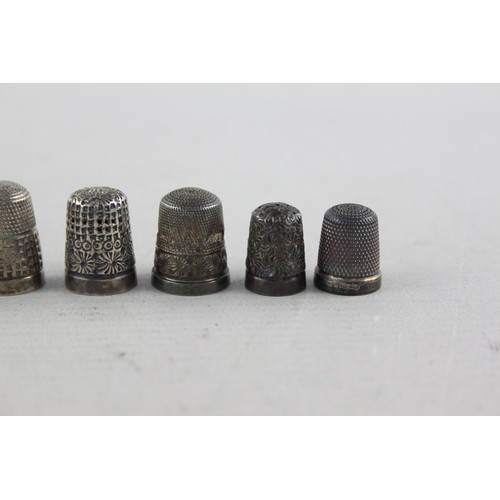 8 x Antique / Vintage .925 STERLING SILVER Thimbles Inc Charles Horner ...