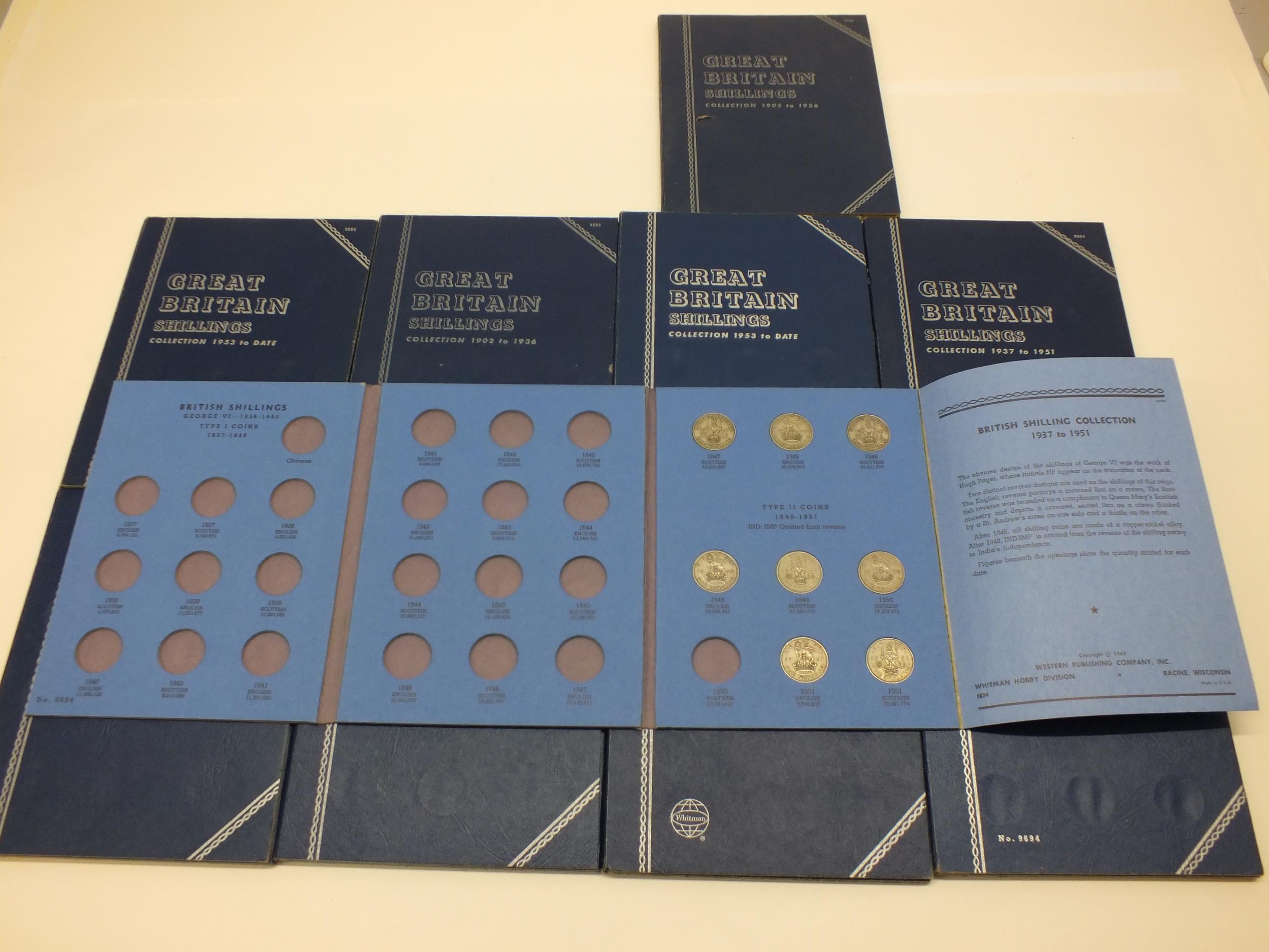 10 x WHITMAN GREAT BRITAIN COIN FOLDERS TO INCLUDE SOME COINS