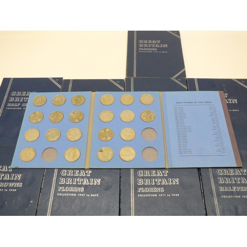 10 x WHITMAN GREAT BRITAIN COIN FOLDERS TO INCLUDE SOME COINS
