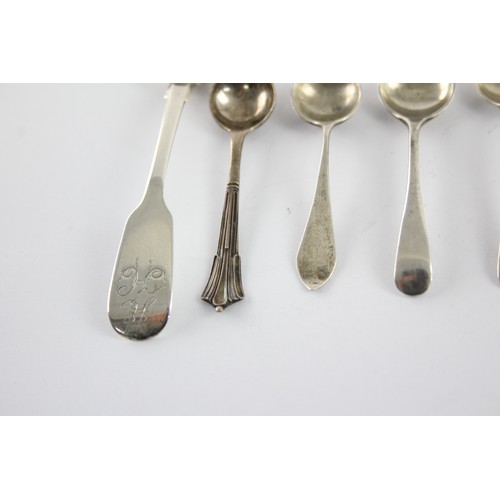 8 x Antique / Vintage Hallmarked .925 STERLING SILVER Condiment Spoons ...