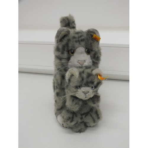 STEIFF MIZZY KATZ CAT AND KITTEN WITH ORIGINAL TAGS IN STEIFF BOX AND BAG