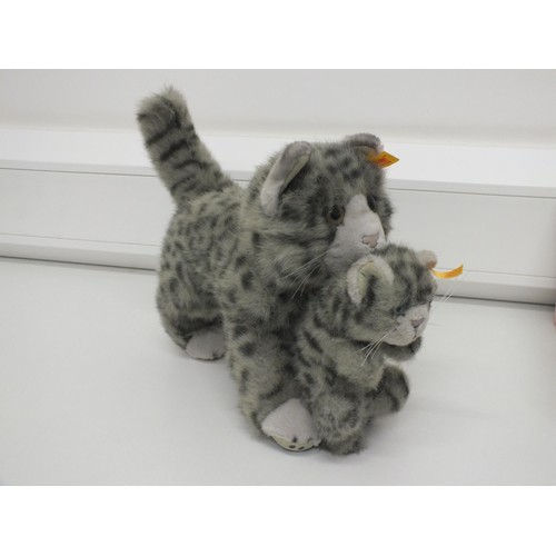 STEIFF MIZZY KATZ CAT AND KITTEN WITH ORIGINAL TAGS IN STEIFF BOX AND BAG